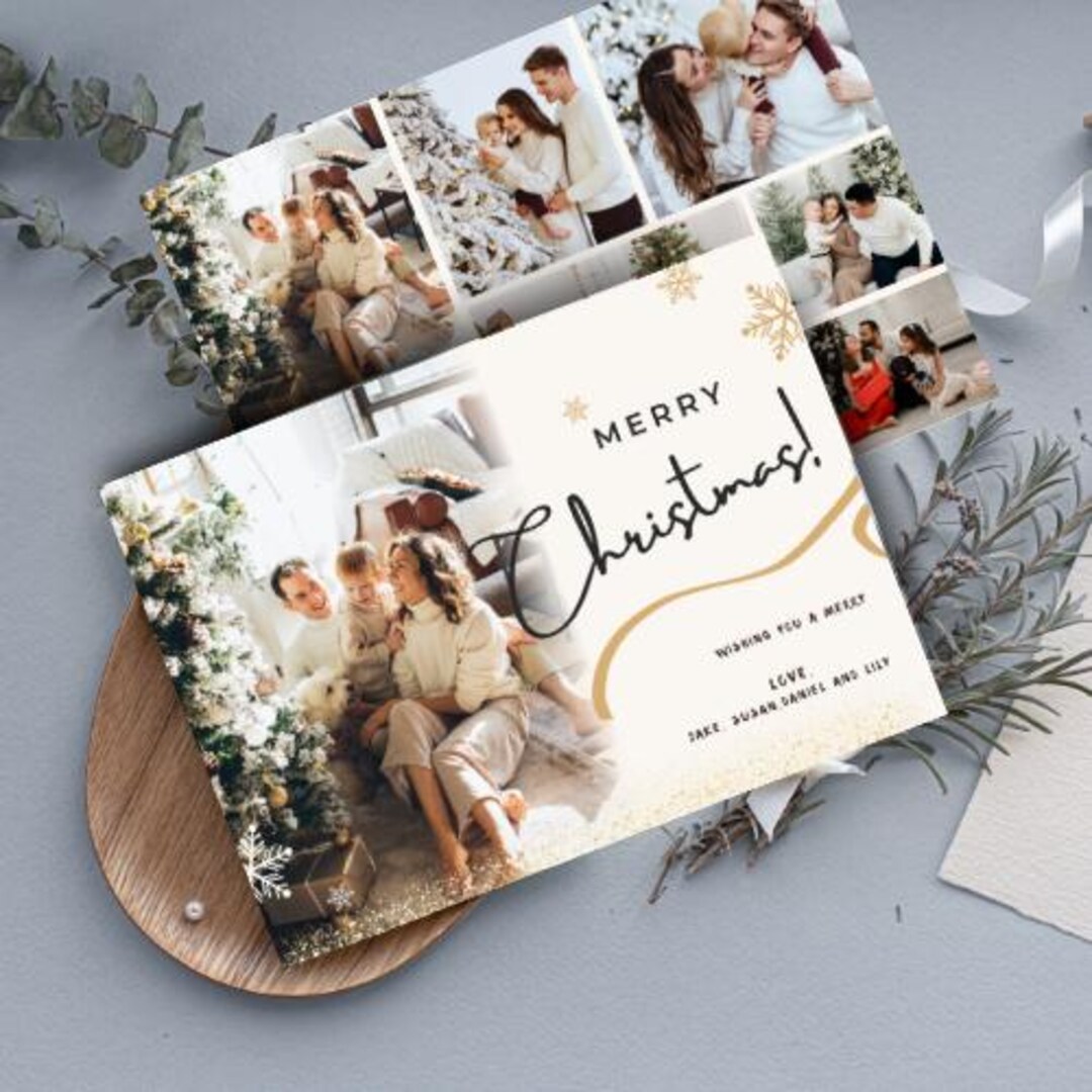 Editable Christmas Card Canva Template Merry Christmas Greeting Card