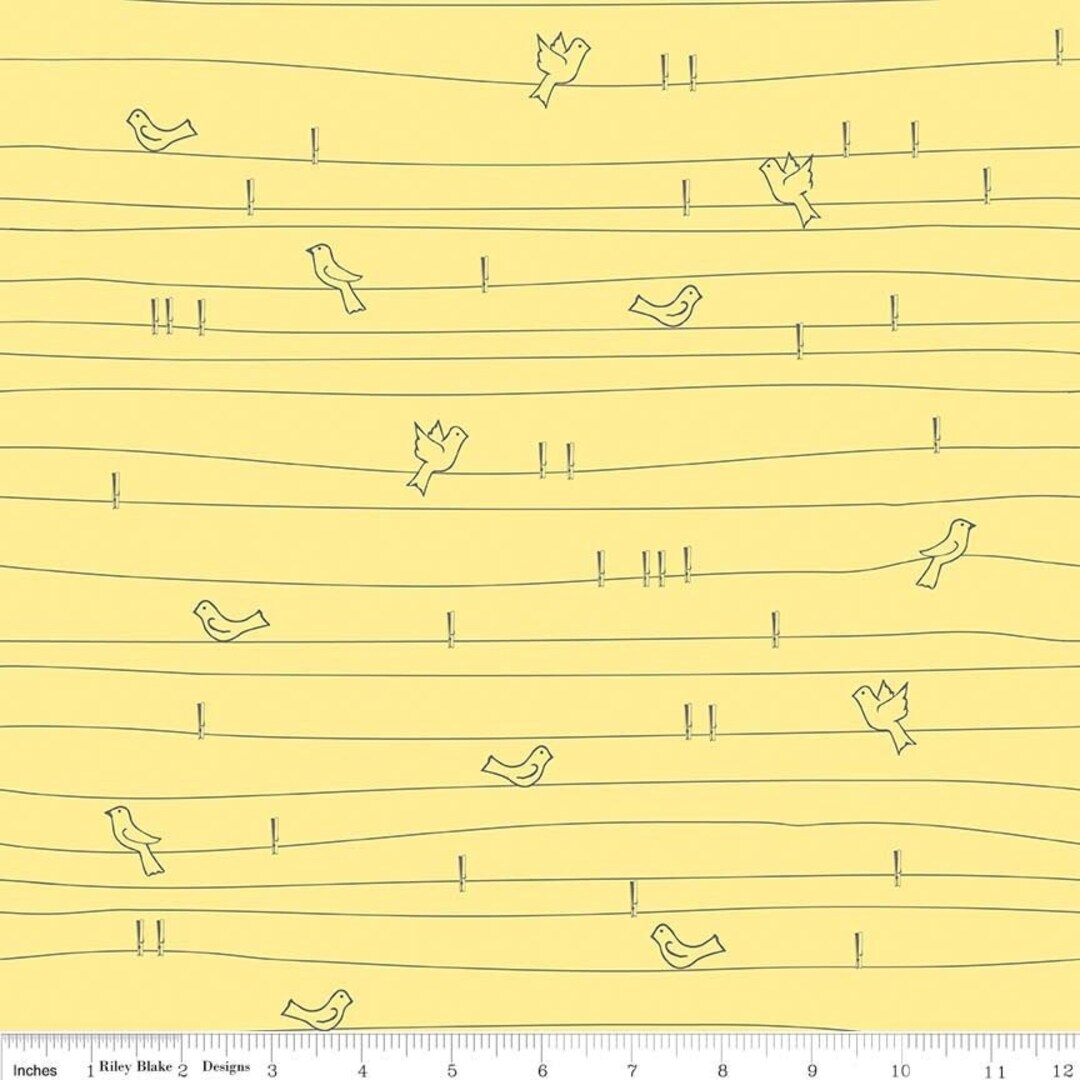Monday, Monday Birds on a Line Yellow * - LAMINATED Cotton Fabric ...