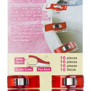 Clover Wonder Clips - Set of 10 Red, Sewing Clips, Quilting Clips ...