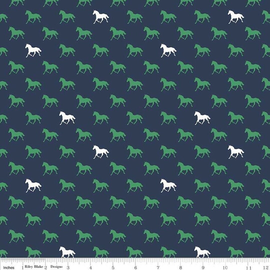 Derby Day Horses Navy - LAMINATED Cotton Fabric - Riley Blake - Etsy