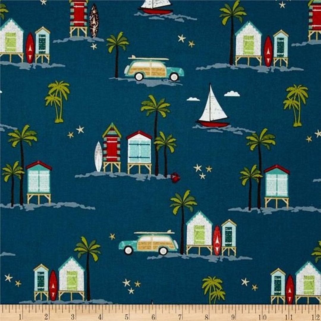 Offshore off Shore Main Blue LAMINATED Cotton Fabric Riley Blake - Etsy