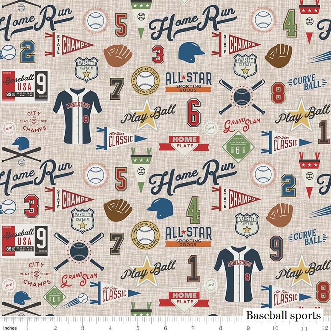 Varsity Retro All-star Baseball Toss Tan * - LAMINATED Cotton Fabric ...