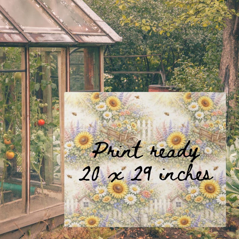 Sunny Cottage Garden Wrapping Paper Printable | Cheerful Floral Gift ...