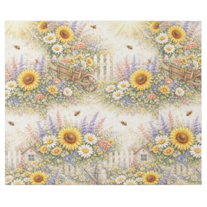 Sunny Cottage Garden Wrapping Paper Printable | Cheerful Floral Gift ...