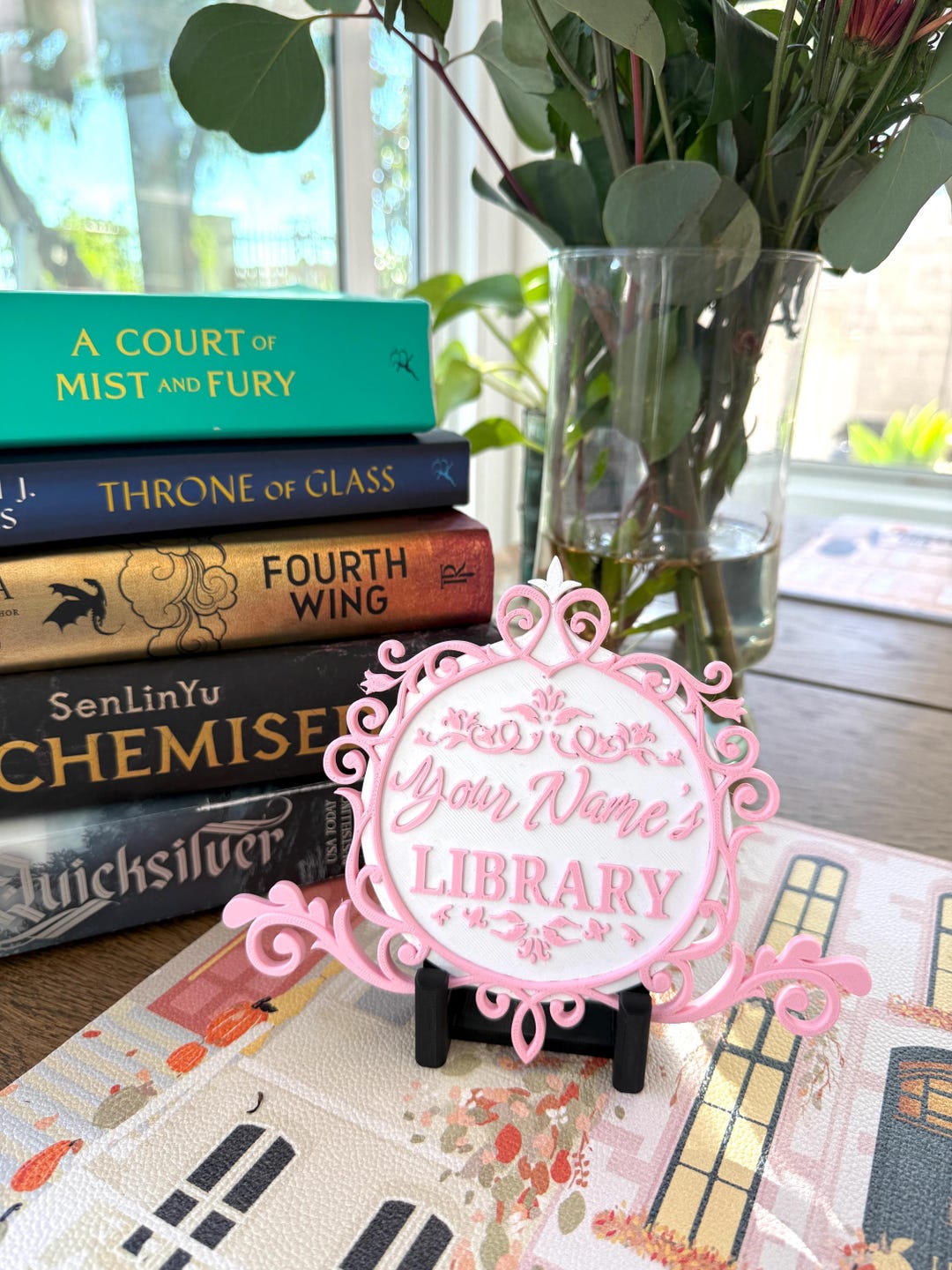 Personalized 3D Printed Library Sign: Book Nook Decor - Etsy