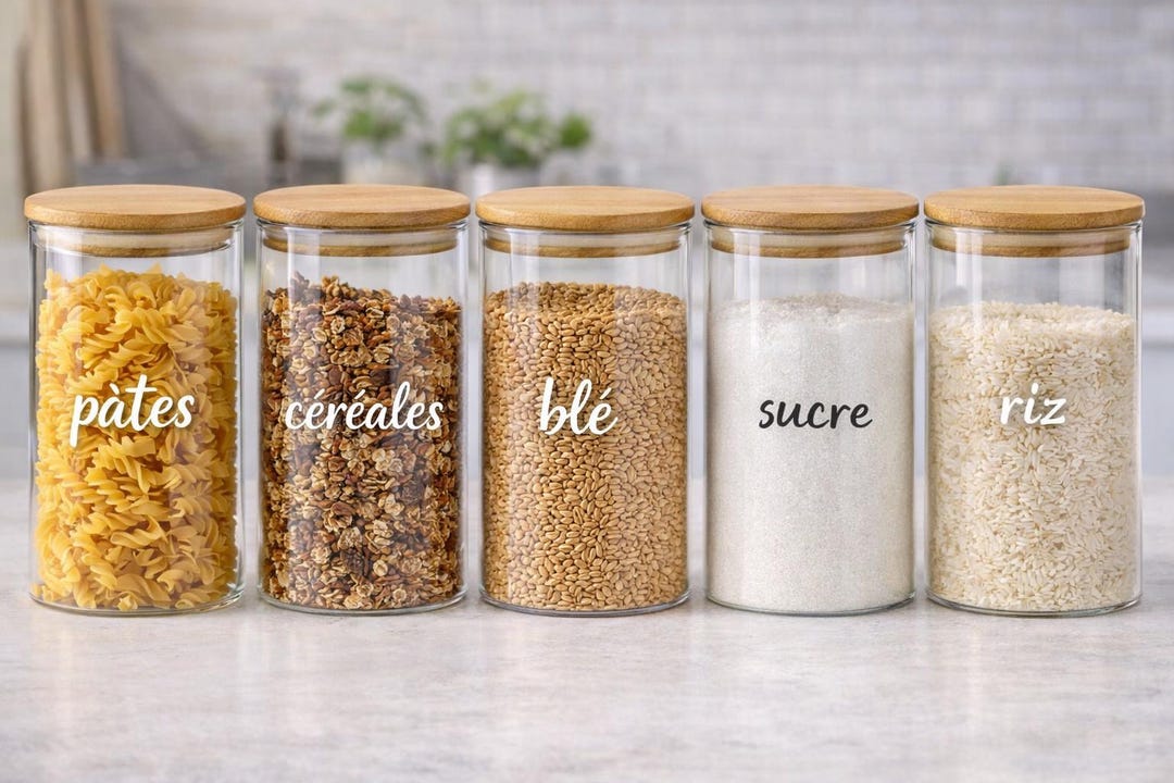 Set of 5 Customizable Glass Jars – Kitchen Jar With Name – Stylish Food ...