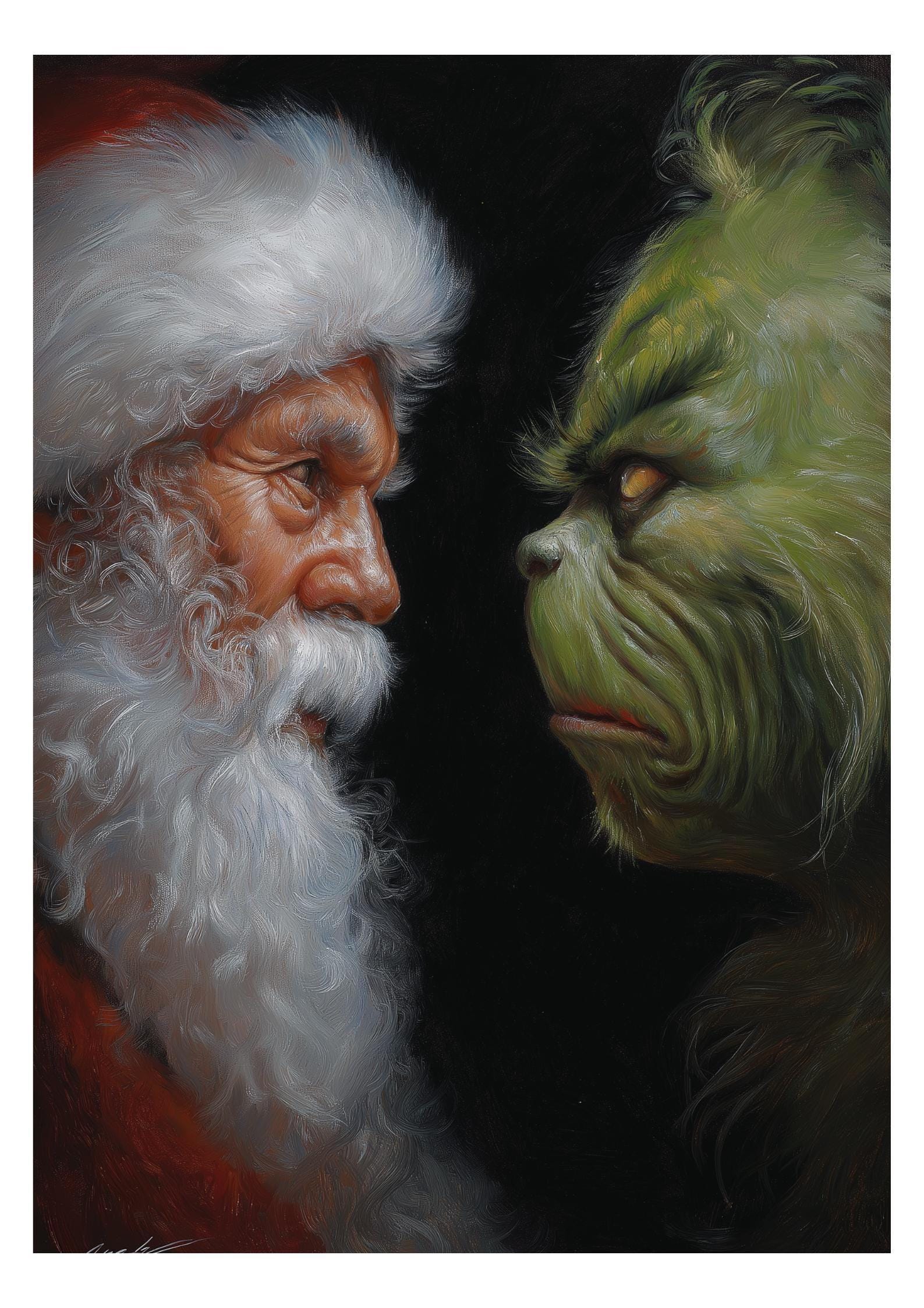 Santa Vs Grinch Art Print – Funny Christmas Poster - Grinch Poster ...