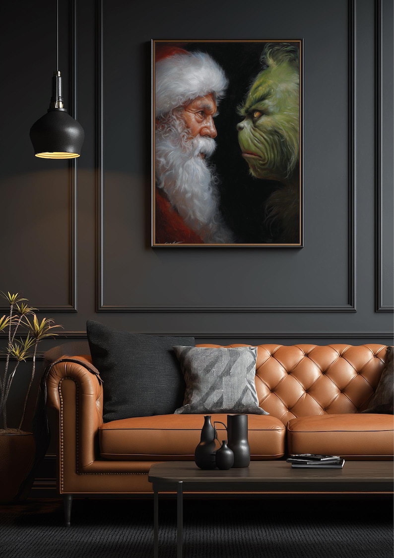 Santa Vs Grinch Art Print – Funny Christmas Poster - Grinch Poster ...