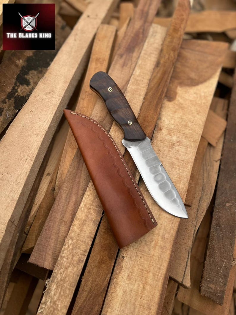 Handmade Fixed Blade Knife With Wooden Handle & Leather Sheath | Custom ...