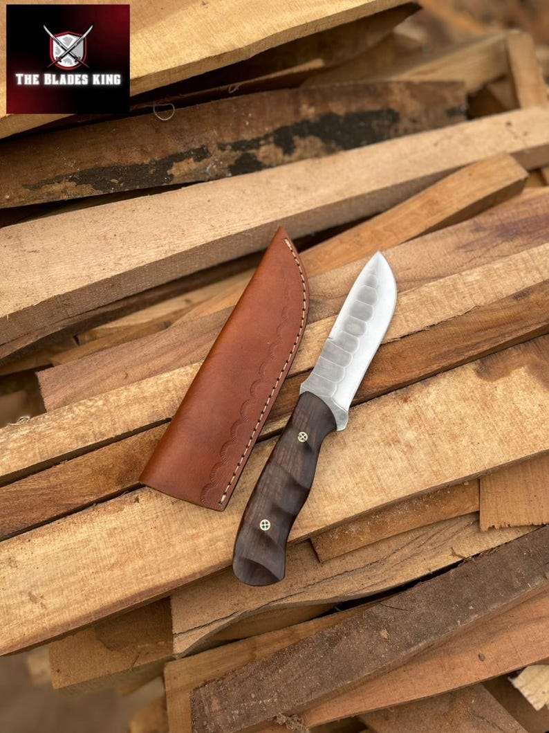 Handmade Fixed Blade Knife With Wooden Handle & Leather Sheath | Custom ...