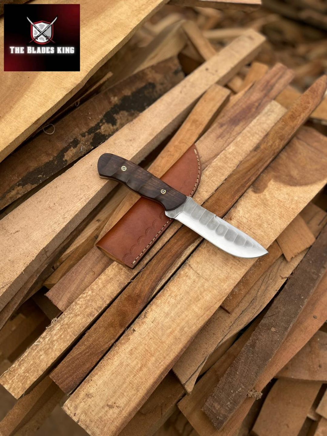 Handmade Fixed Blade Knife With Wooden Handle & Leather Sheath | Custom ...