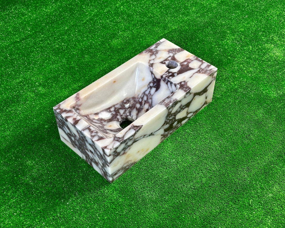 Handcrafted Calacatta Viola Marble Sink – Italian Stone Bathroom Basin ...