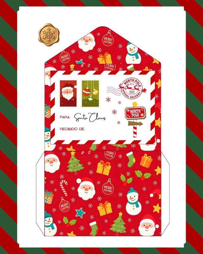 Carta a Santa Claus Imprimible/ Kit Navideño Infantil / Carta Papa Noel ...
