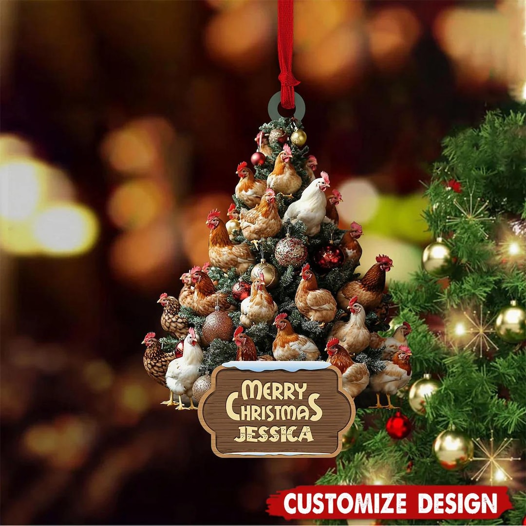 Personalized Chicken Christmas Tree Ornament, Farmhouse Decor - Etsy