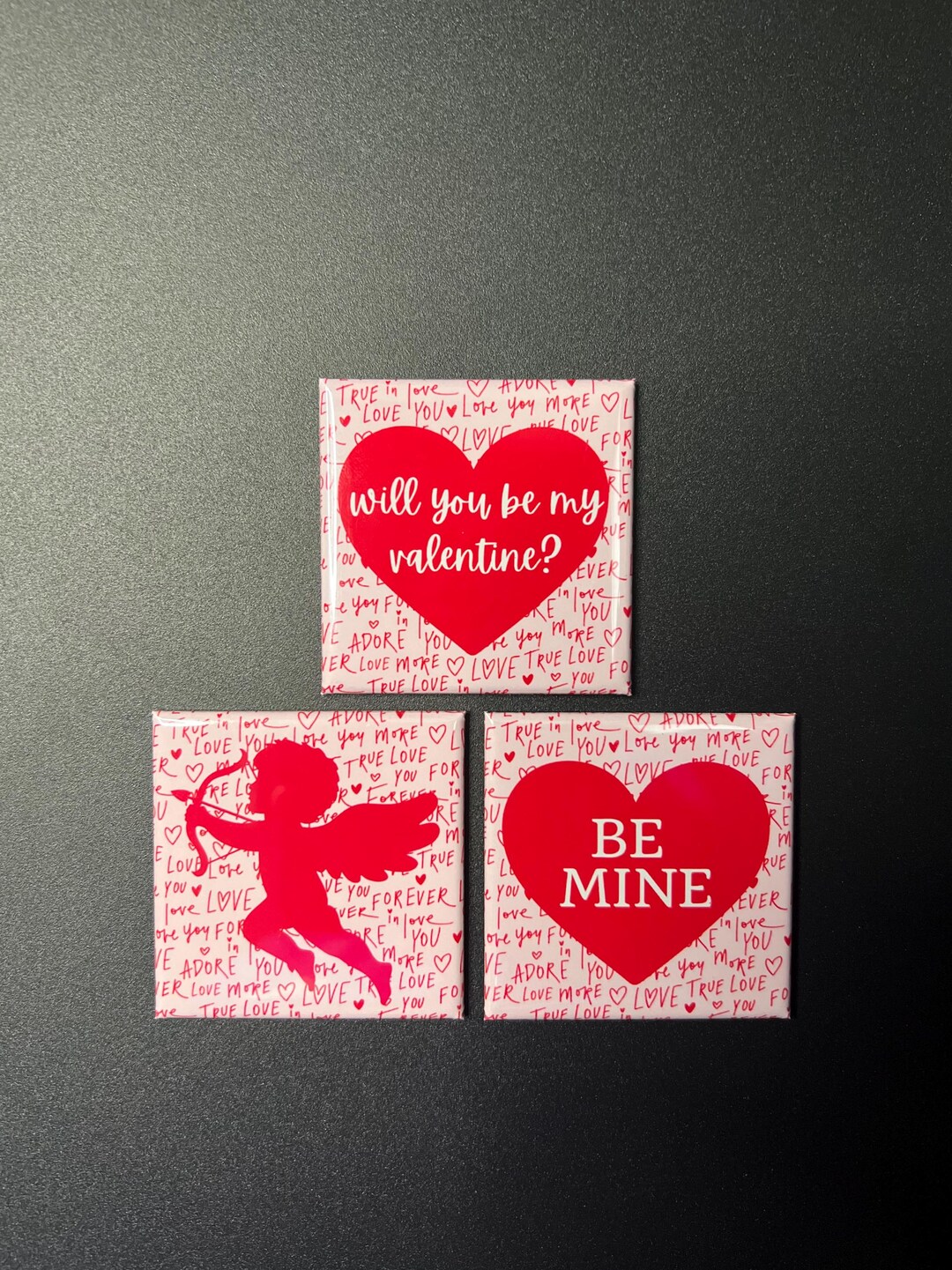 Valentine's Day Magnets, Will You Be My Valentine, Be Mine, Cupid, 2x2 ...