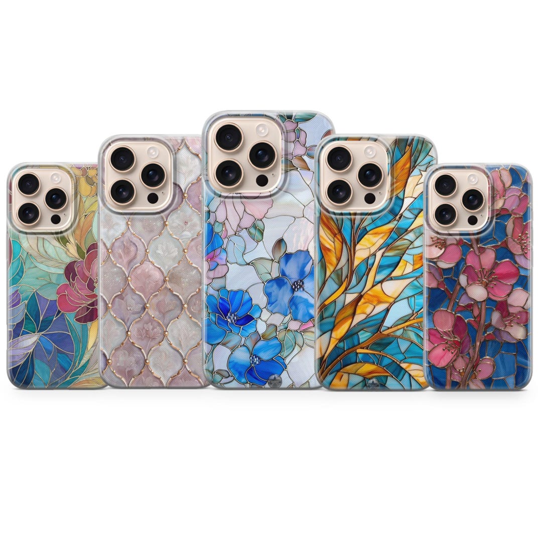 Stained Glass Phone Case Floral Mosaic Cover for iPhone 17 Pro Max 16e ...
