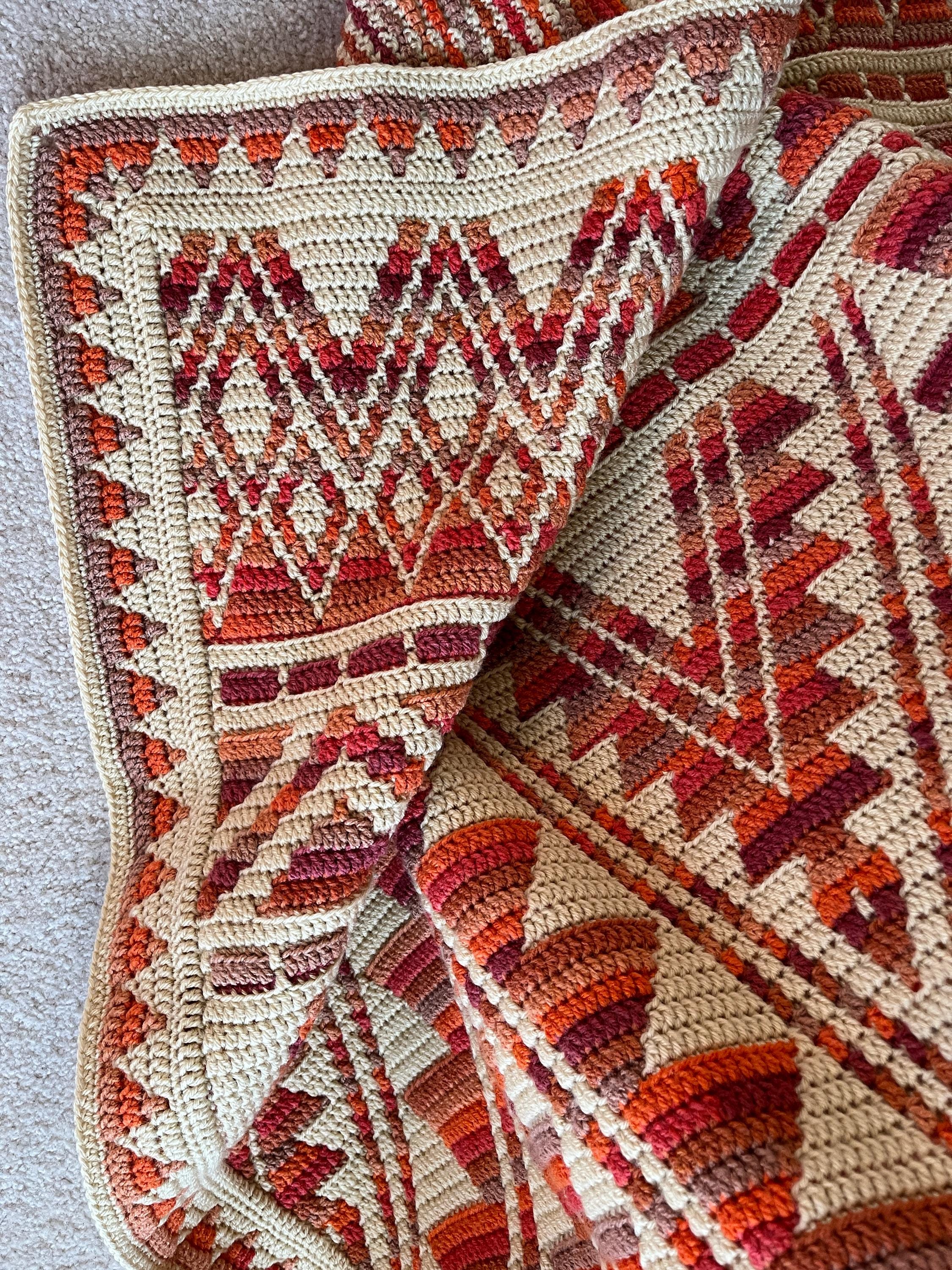 Firesky Mosaic Crochet Blanket - Etsy