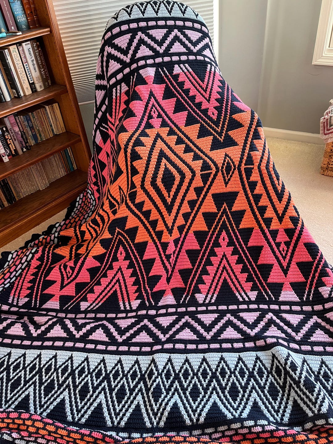 Firesky Mosaic Crochet Blanket - Queen Size - Etsy
