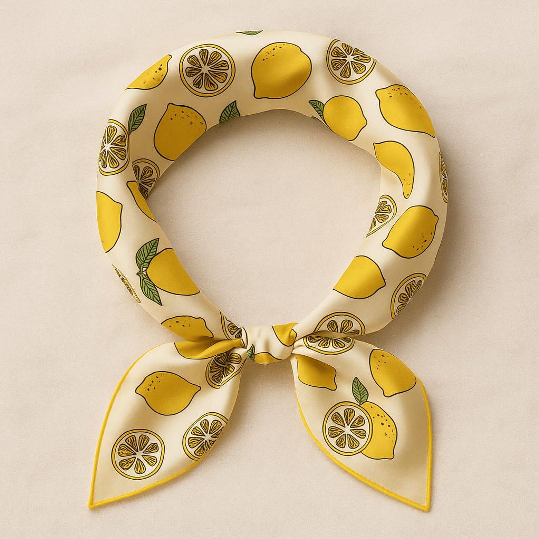 Lemon Print Mulberry Silk Scarf: Versatile Neck, Head, Bag Accessory - Etsy