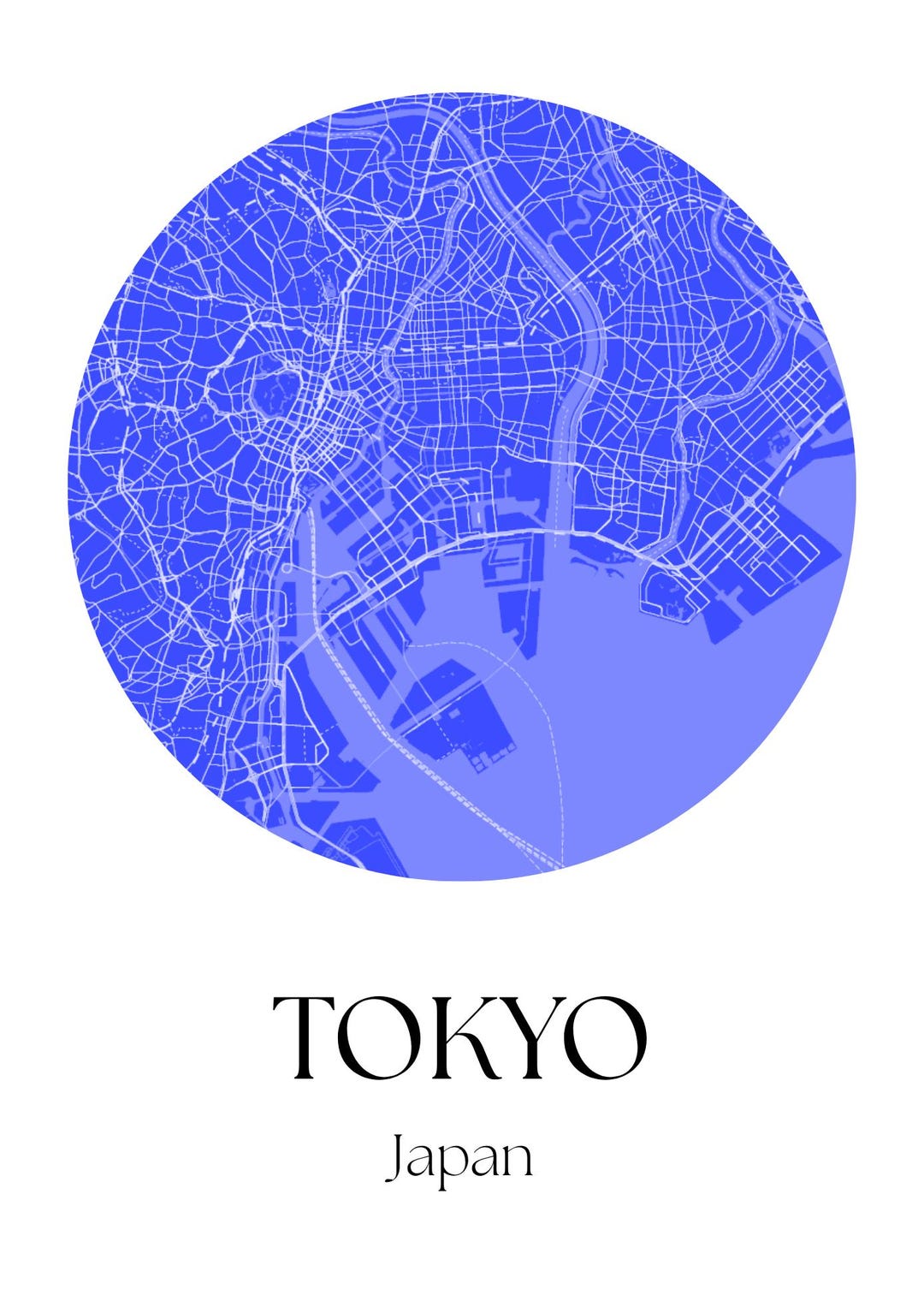 Tokyo Japan Map Poster A2, Print, Digital Art, Gift Idea, City Map ...