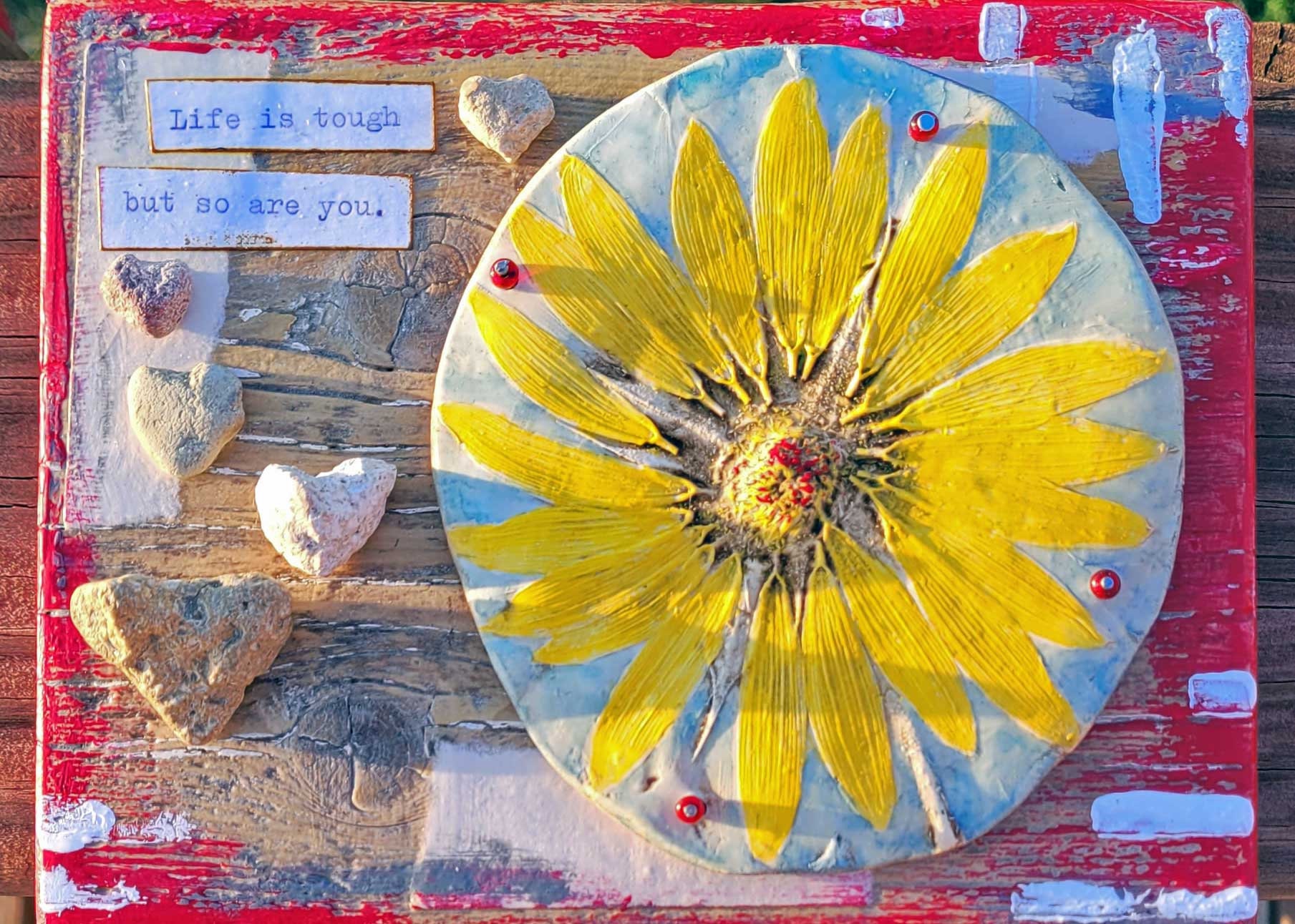 Sunflower Clay Art: Life is Tough but so Are You by Jodene - Etsy