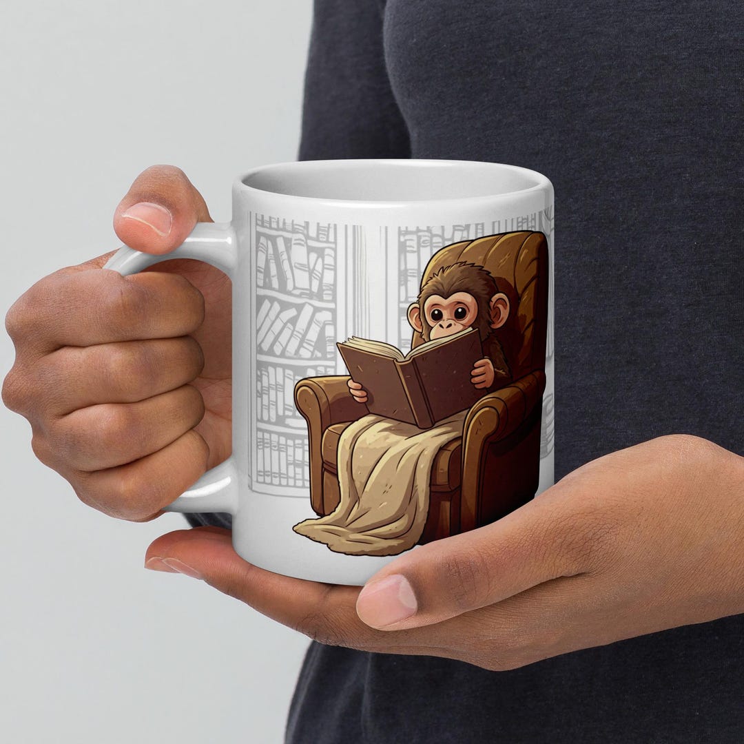 The Philosopher Thoughtful Monkey Coffee Mug Cozy Intellectual Gift ...