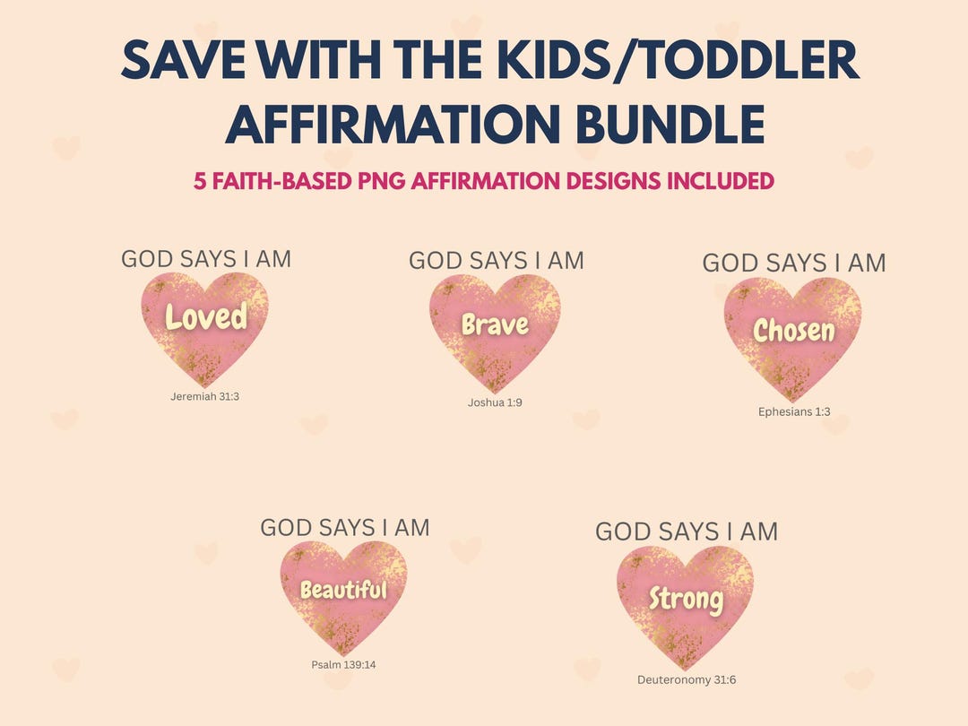 God Says I Am – Kids Faith-based Affirmation Bundle (PNG) Digital ...