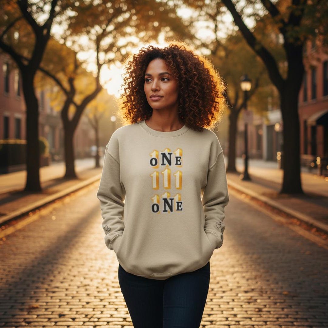 111 Manifest Numeric Retro Typography Sweatshirt | Angel Number ...
