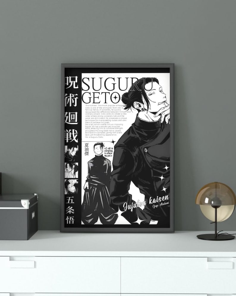 Suguru Geto Jujutsu Kaisen Poster, Minimalist Anime Manga Wall Art ...