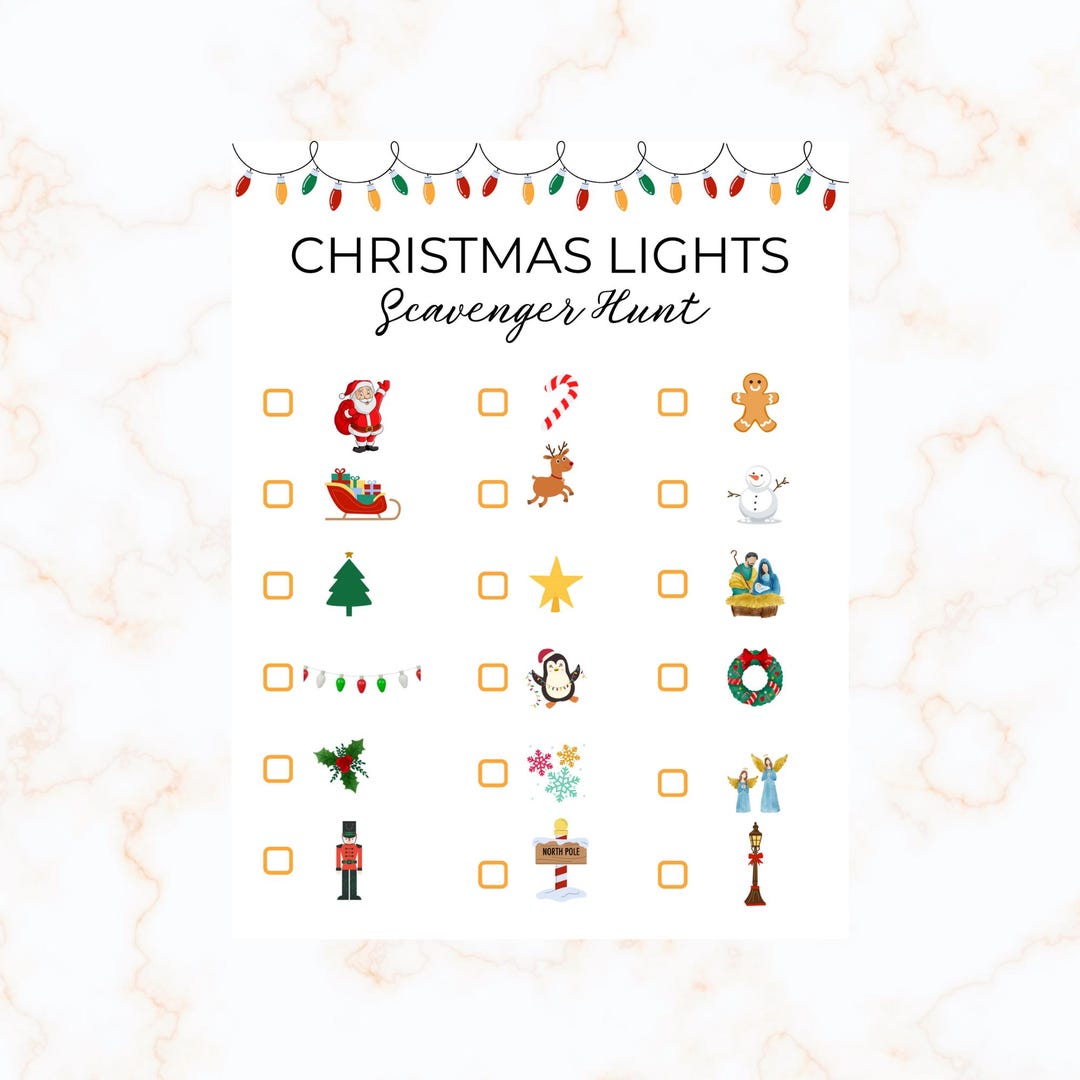 Christmas Light Scavenger Hunt Printable Holiday Family Game Outdoor ...