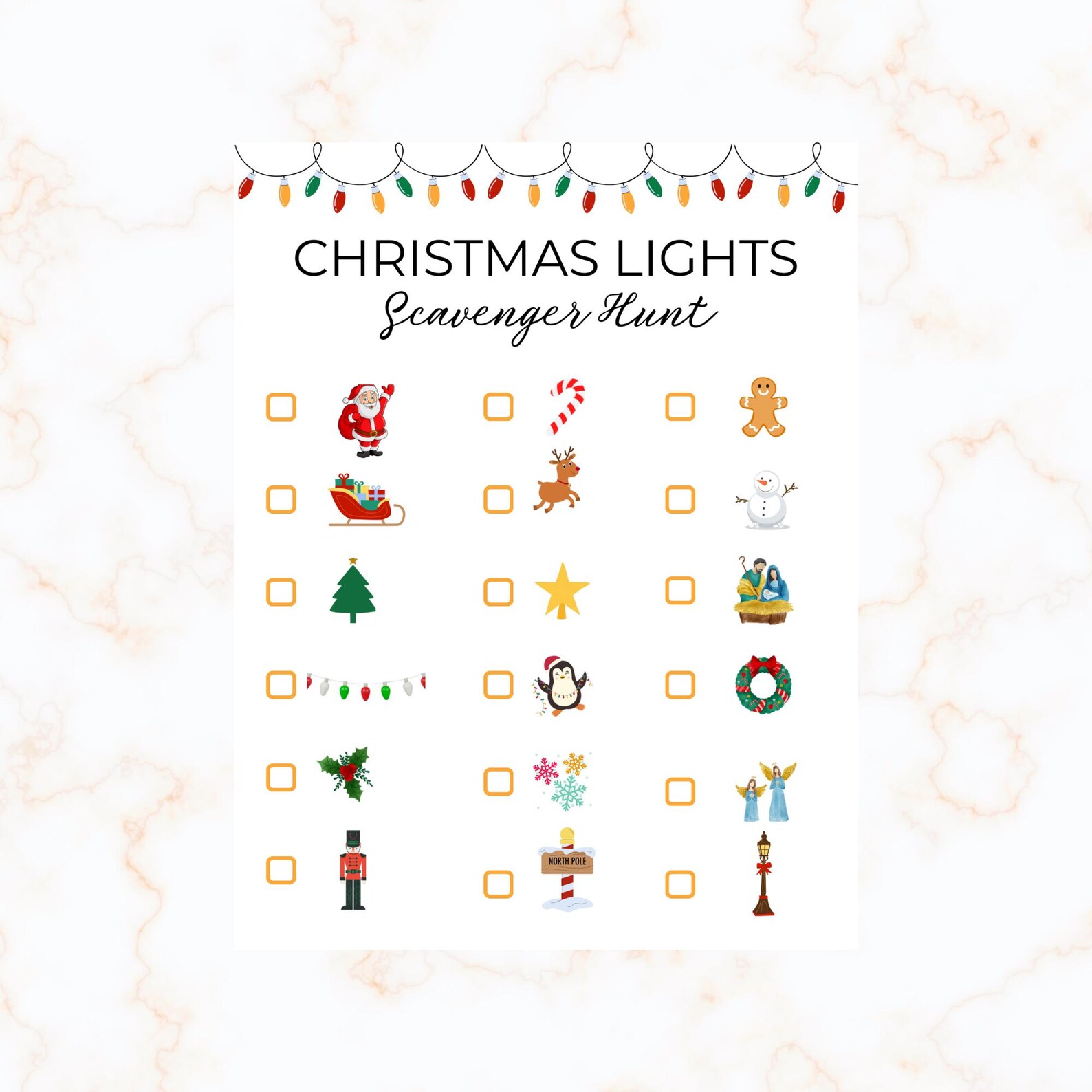 Christmas Light Scavenger Hunt Printable Holiday Family Game Outdoor ...