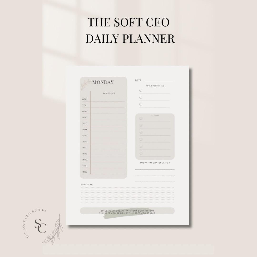 Soft CEO Daily Planner Printable Feminine Productivity Planner Daily ...
