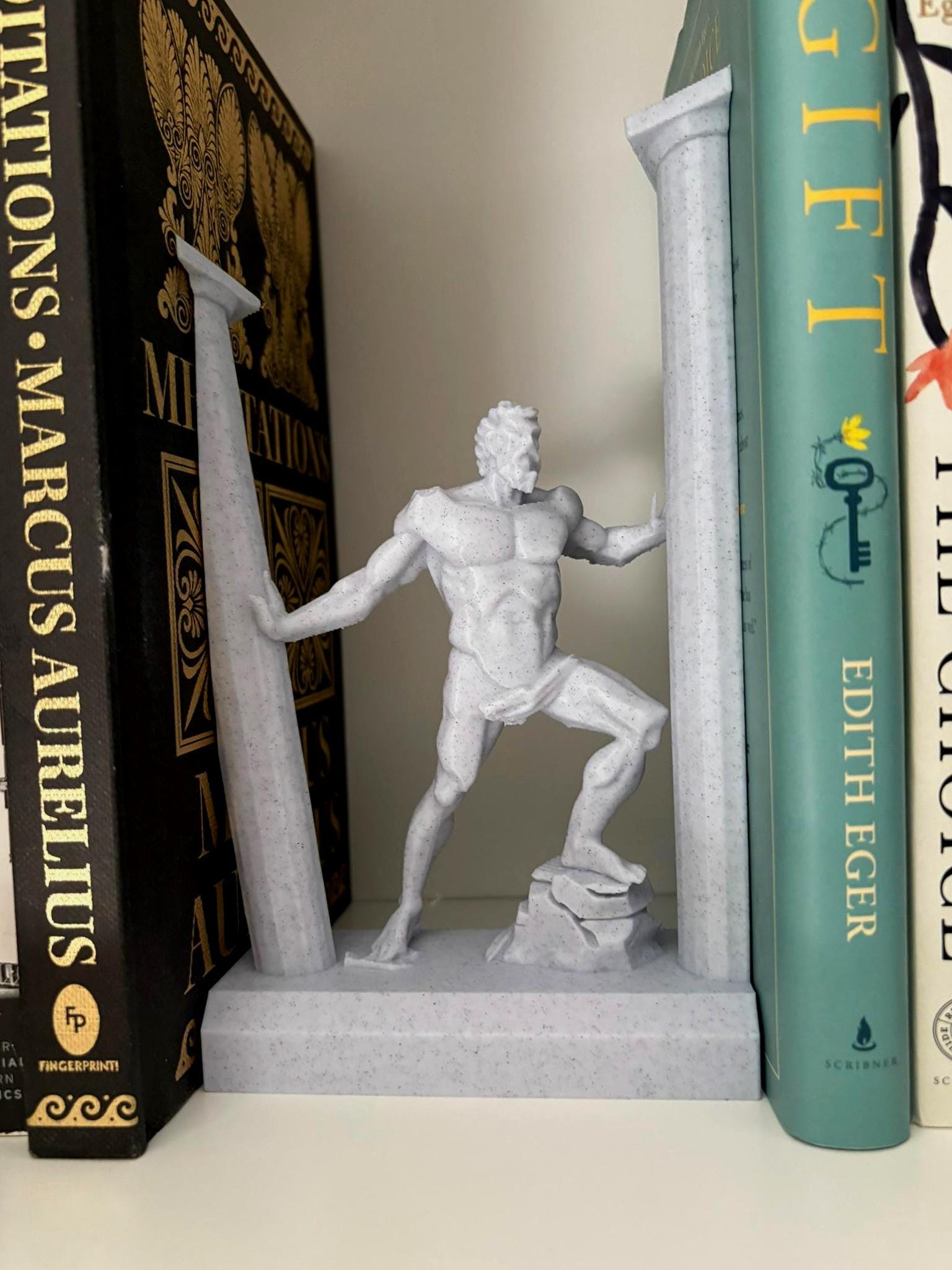 Hercules Bookend, Greek Mythology Shelf Decor, Hercules Holding Pillars ...
