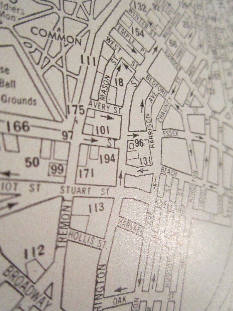 Boston Street Map Vintage 1940s Boston Massachusetts Etsy