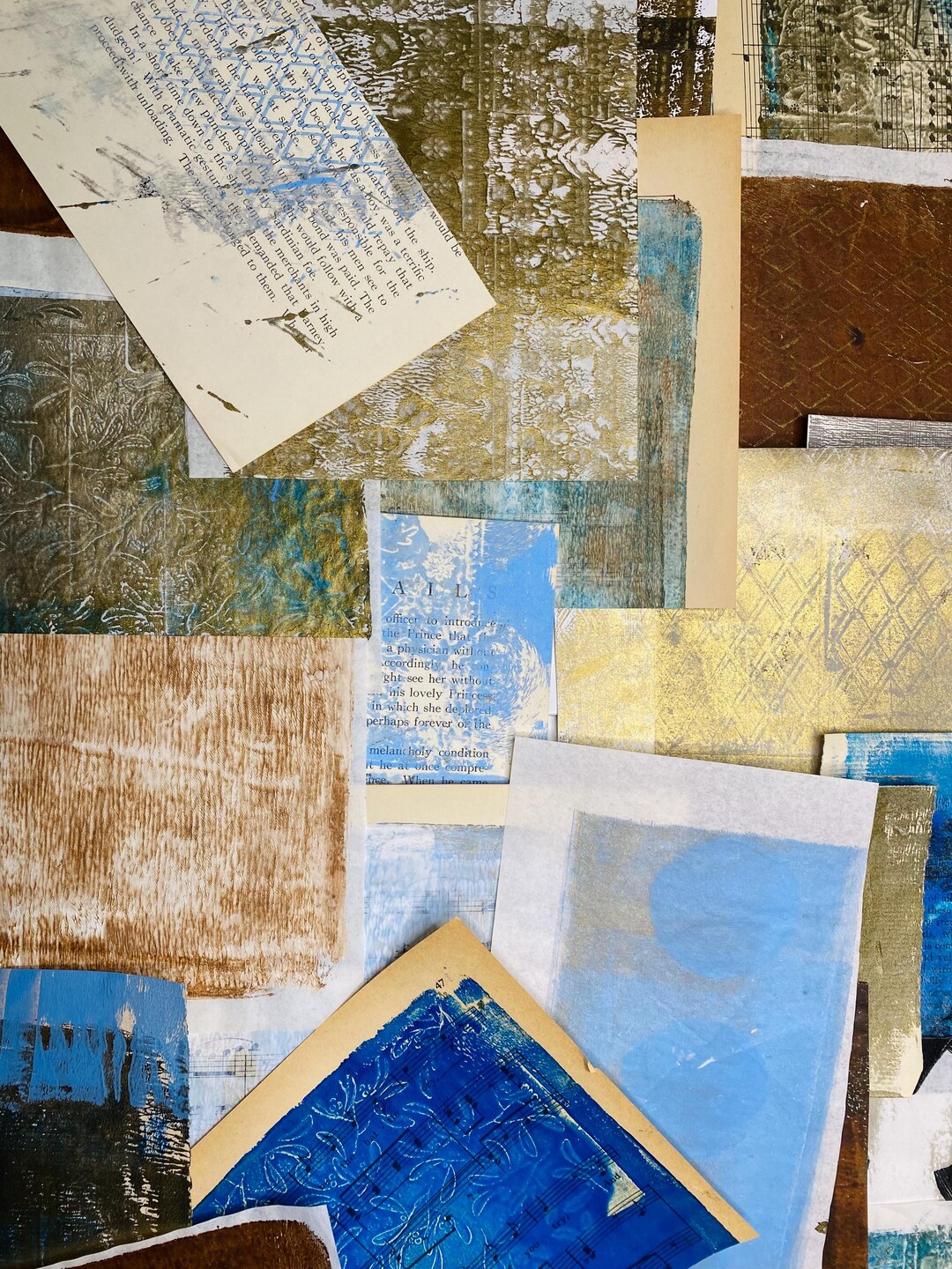 Hand Painted Paper, Assorted Paper Pack for Junk Journals, Mixed Media ...