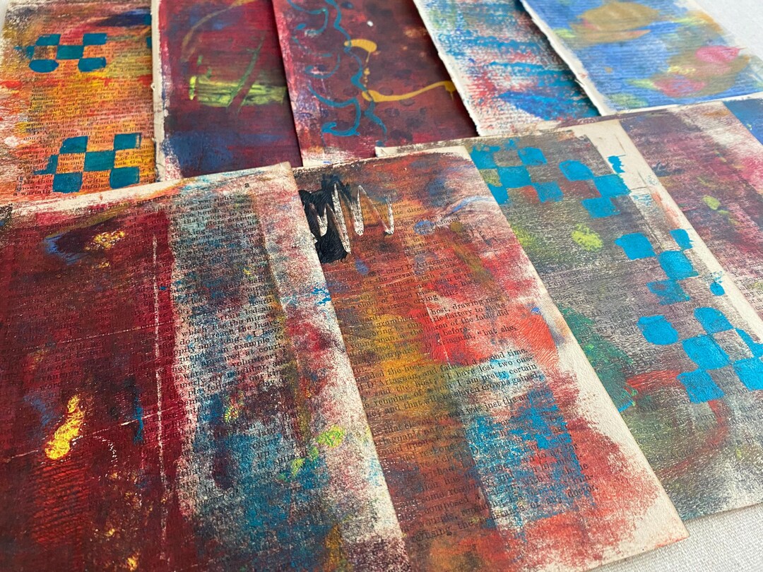 Hand Painted Collage Paper, Fall Colors, Assorted Paper Pack for Junk ...