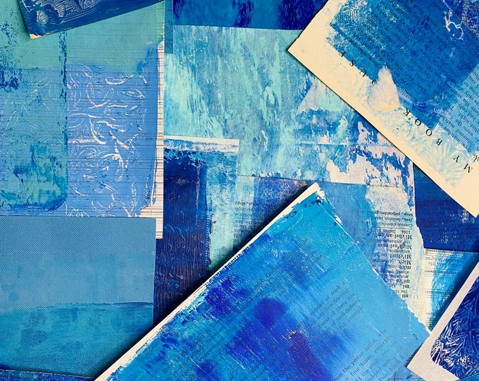 Ocean Colors Collage Paper, Hand Painted Paper, Mixed Media, Painted ...