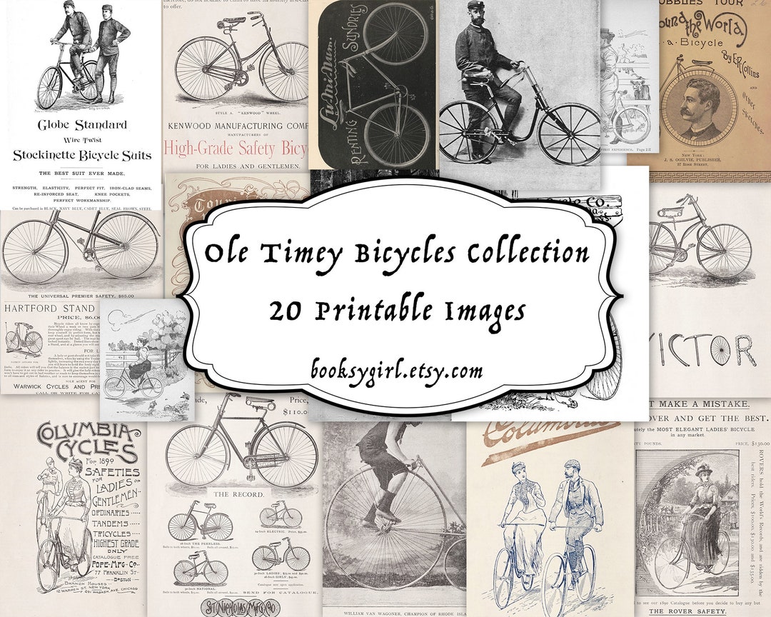 Junk Journaling Vintage Bicycles Digital Download, Old Timey Bikes ...