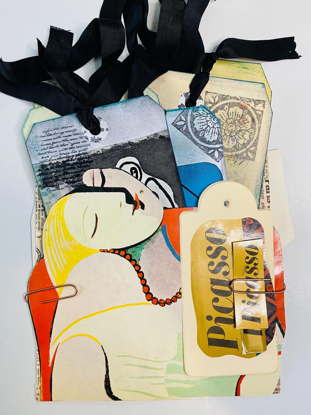 Picasso Art Tags, Collage Tags, Junk Journal, Picasso Collage, Pocket ...