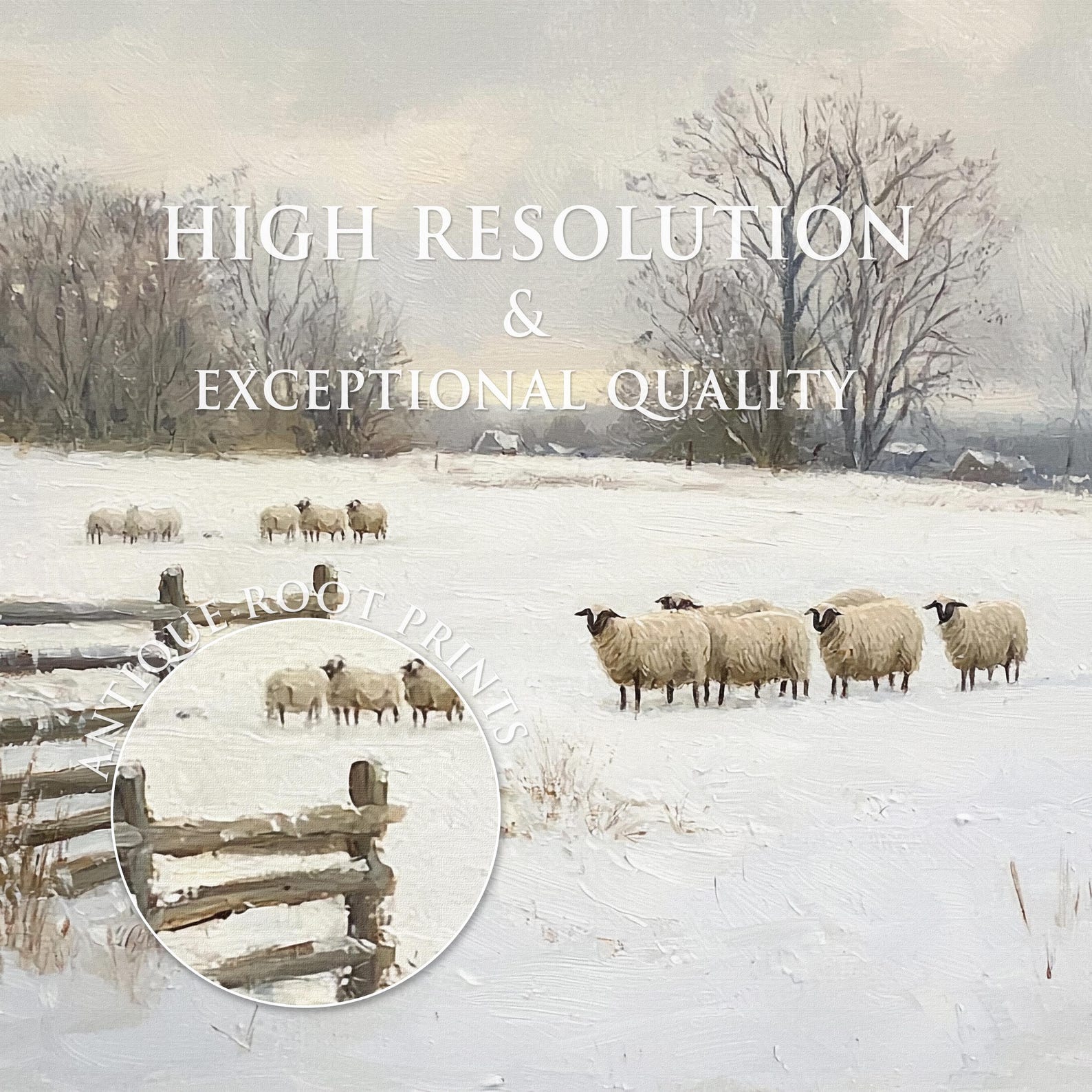 Winter Printable Wall Art Sheep Landscape - Rustic Pastoral Scene ...