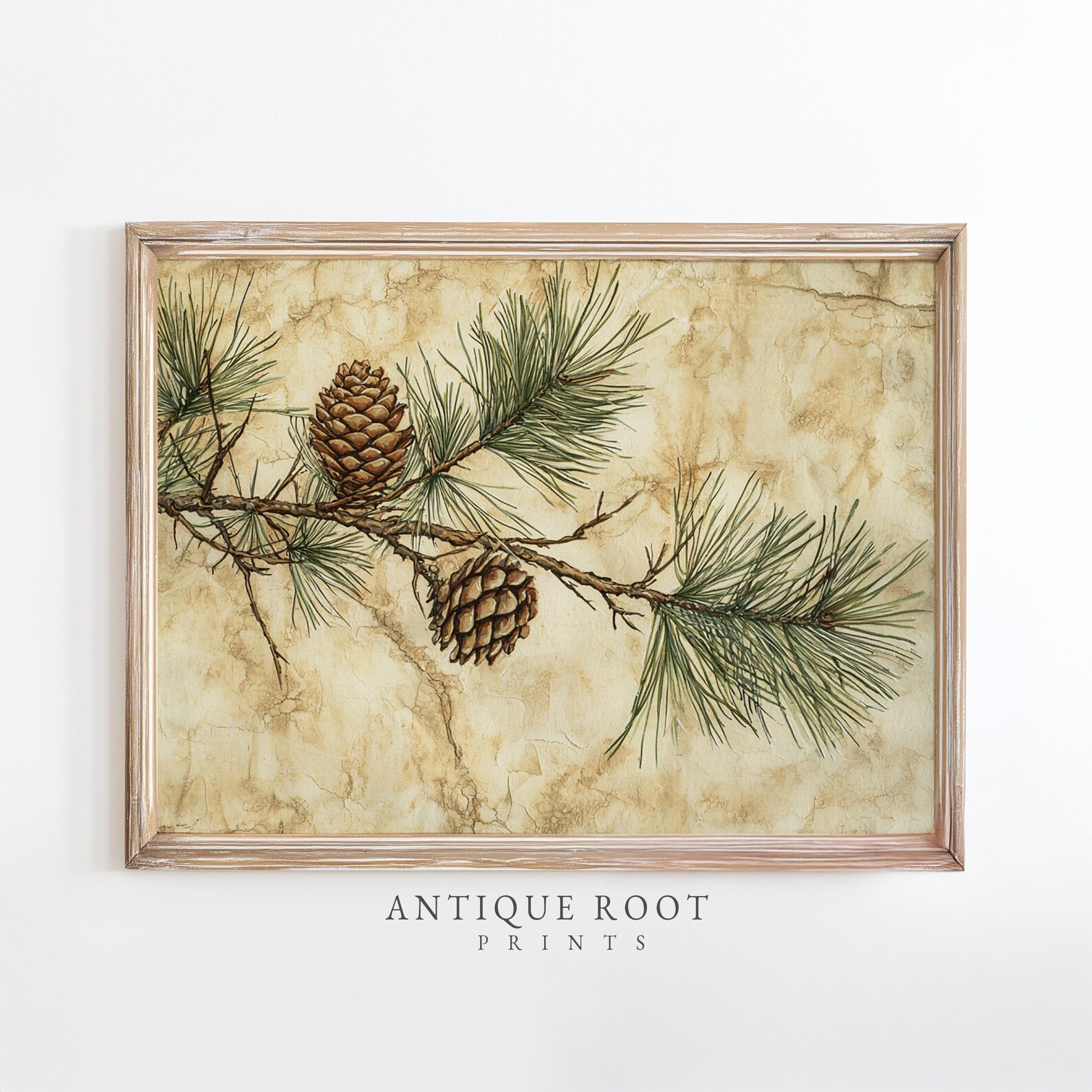 Winter Printable Wall Art Pine Branch Print - Vintage Botanical ...