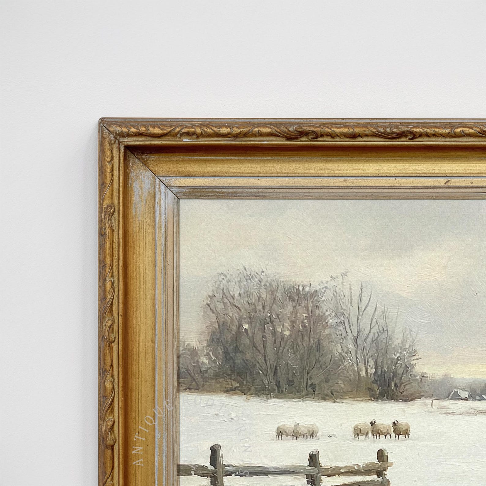 Winter Printable Wall Art Sheep Landscape - Rustic Pastoral Scene ...