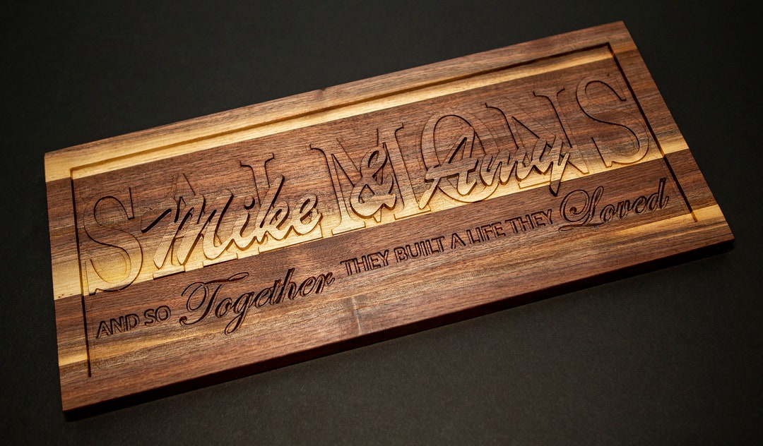 Personalized Walnut House Sign Custom House Sign Stacked Text ...