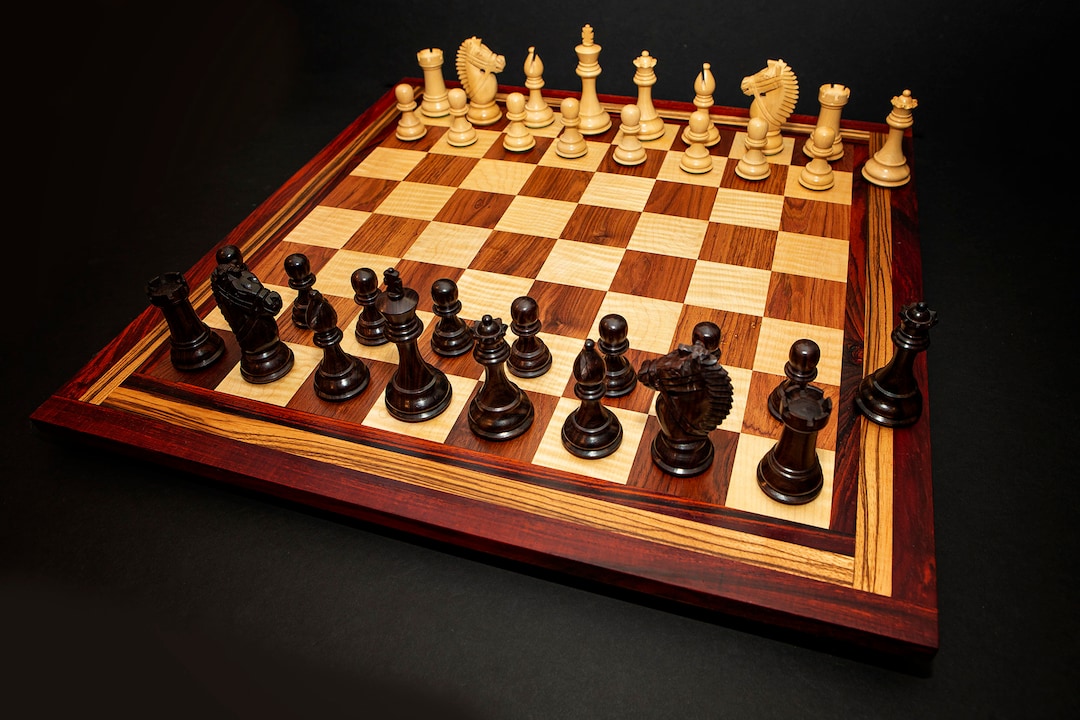 Exotic Wood Competition Chess Set, Cocobolo Rosewood Zebrawood Curly ...