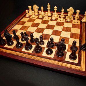 Exotic Wood Competition Chess Set, Cocobolo Rosewood Zebrawood Curly ...