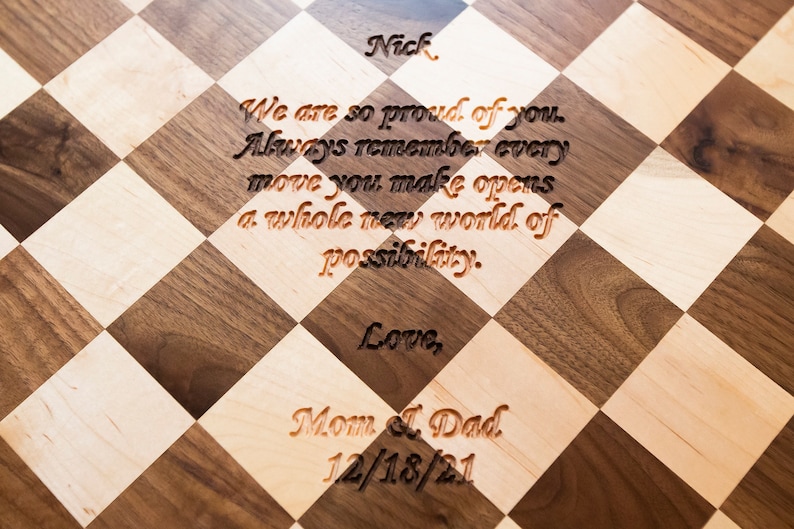 Walnut Maple Solid Wood Chess & Checkers Board - Etsy