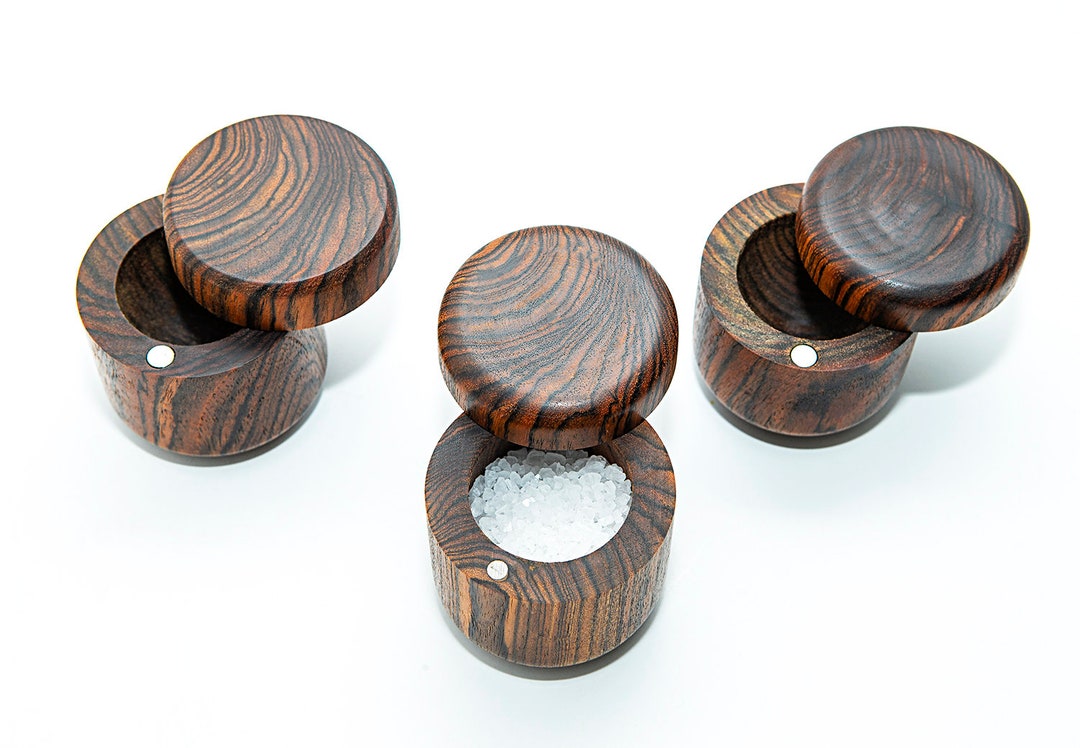 Handcrafted Walnut Salt Cellar: Swivel Lid Wooden Salt Box - Etsy