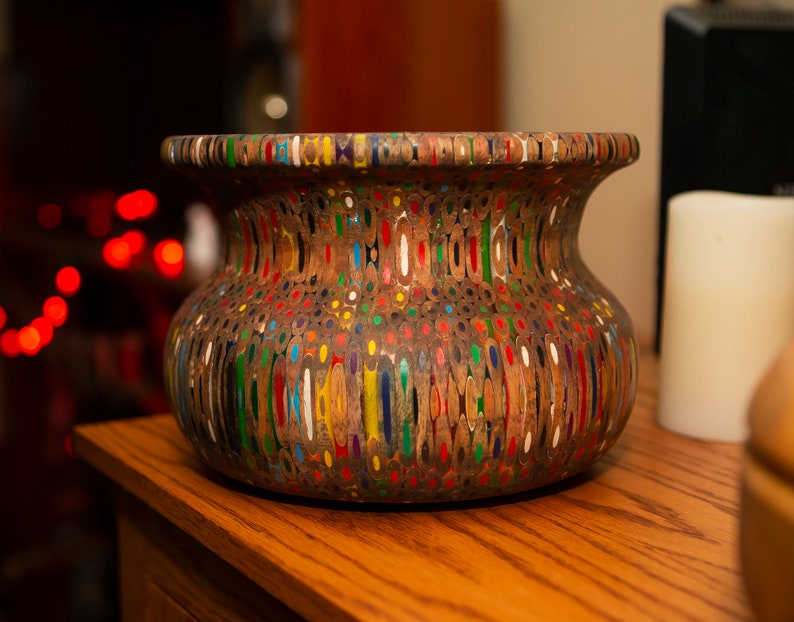 Colored Pencil Crayon Pot: Lathe Turned Colorful Wooden Vase - Etsy