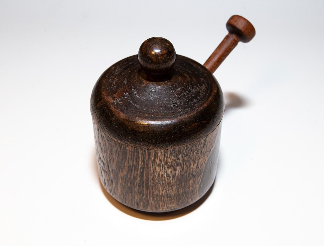 Decorative Wooden Honey Pot With Dipstick, Walnut Honey Box, Wooden ...