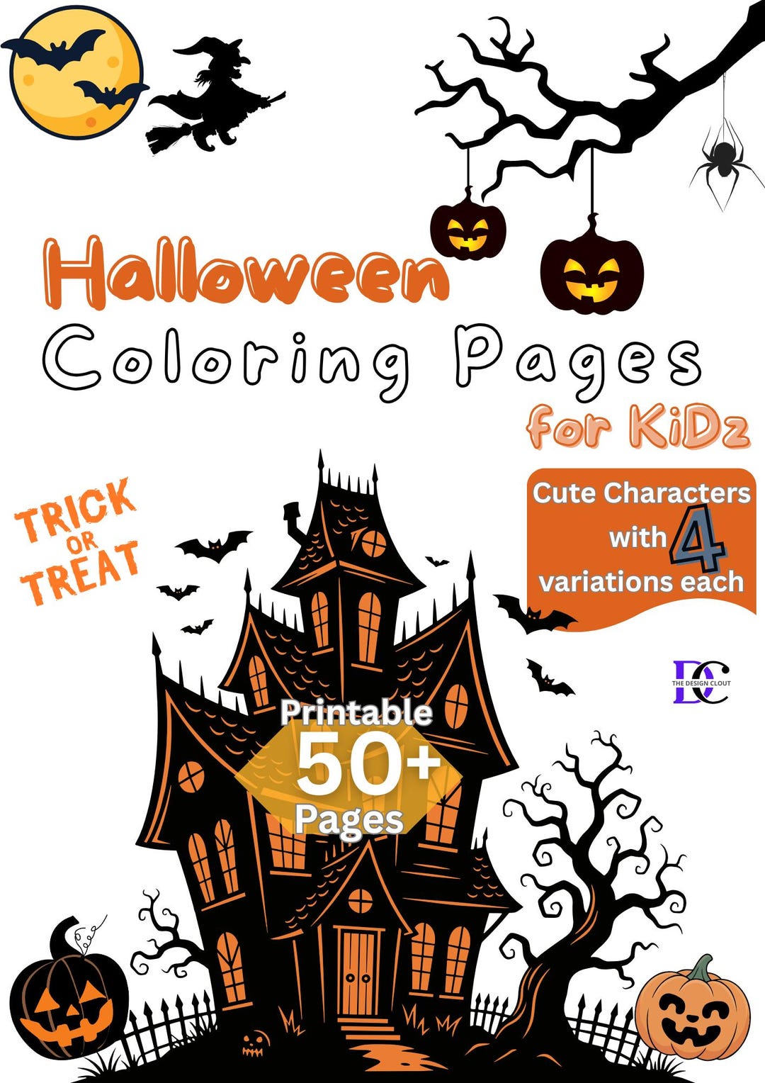 Halloween Coloring Pages for Kids Printable – 50 + Cute Spooky Coloring ...